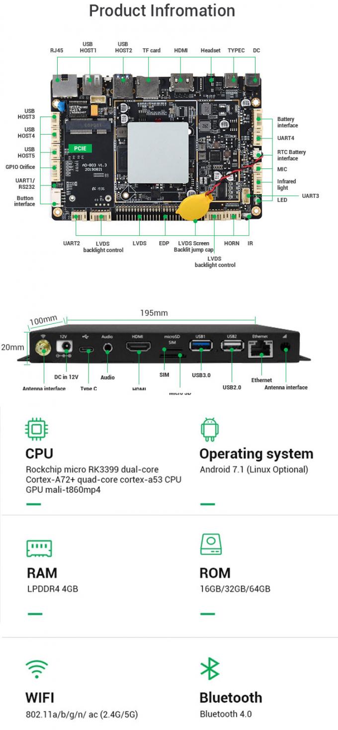RK3399 Android 10.1 HD Media Player Box Commercial Advertising Player